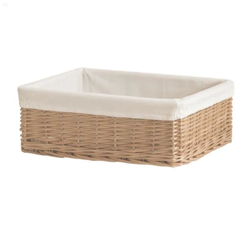 Корзина для хранения 40x30x14 см из лозы с чехлом для хранения вещей