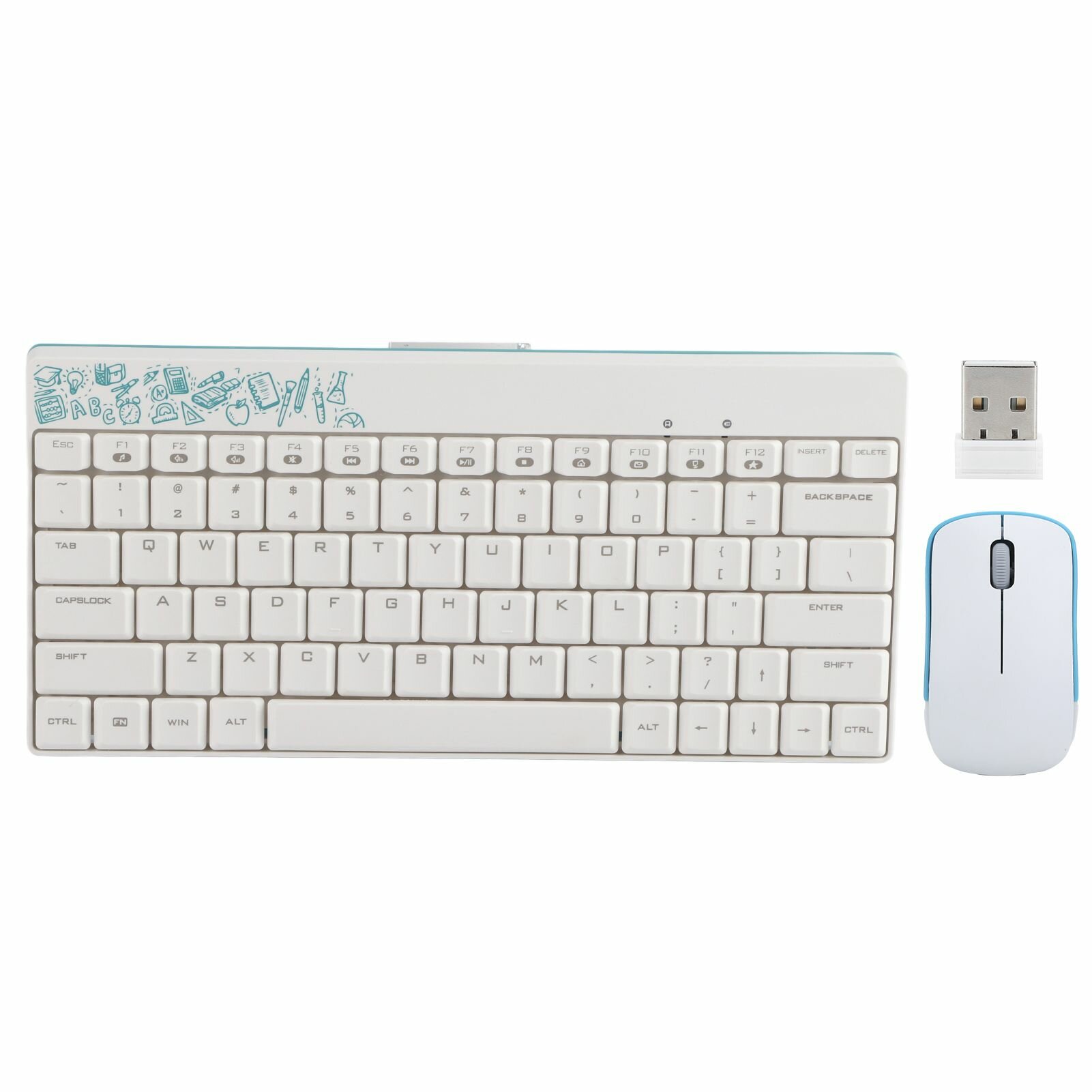 Набор клавиатуры и мыши Беспроводной переносной комбинированный мини-ультратонкий бесшумный 2,4 ГГц для портативных ПК X210White