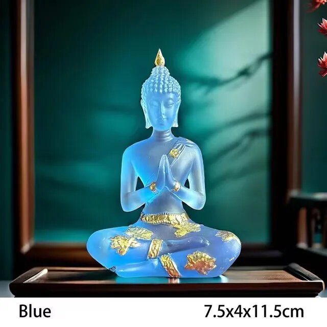 Прозрачная статуя Будды из смолы Синий, XS Blue