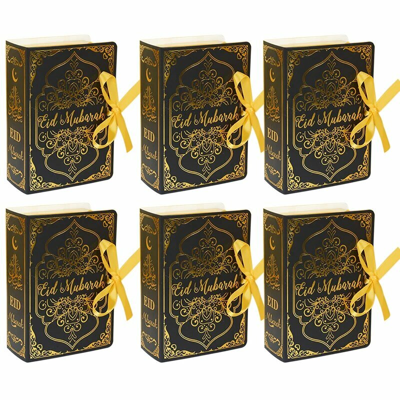 Черные подарочные коробочки "Eid Mubarak", 6 шт.