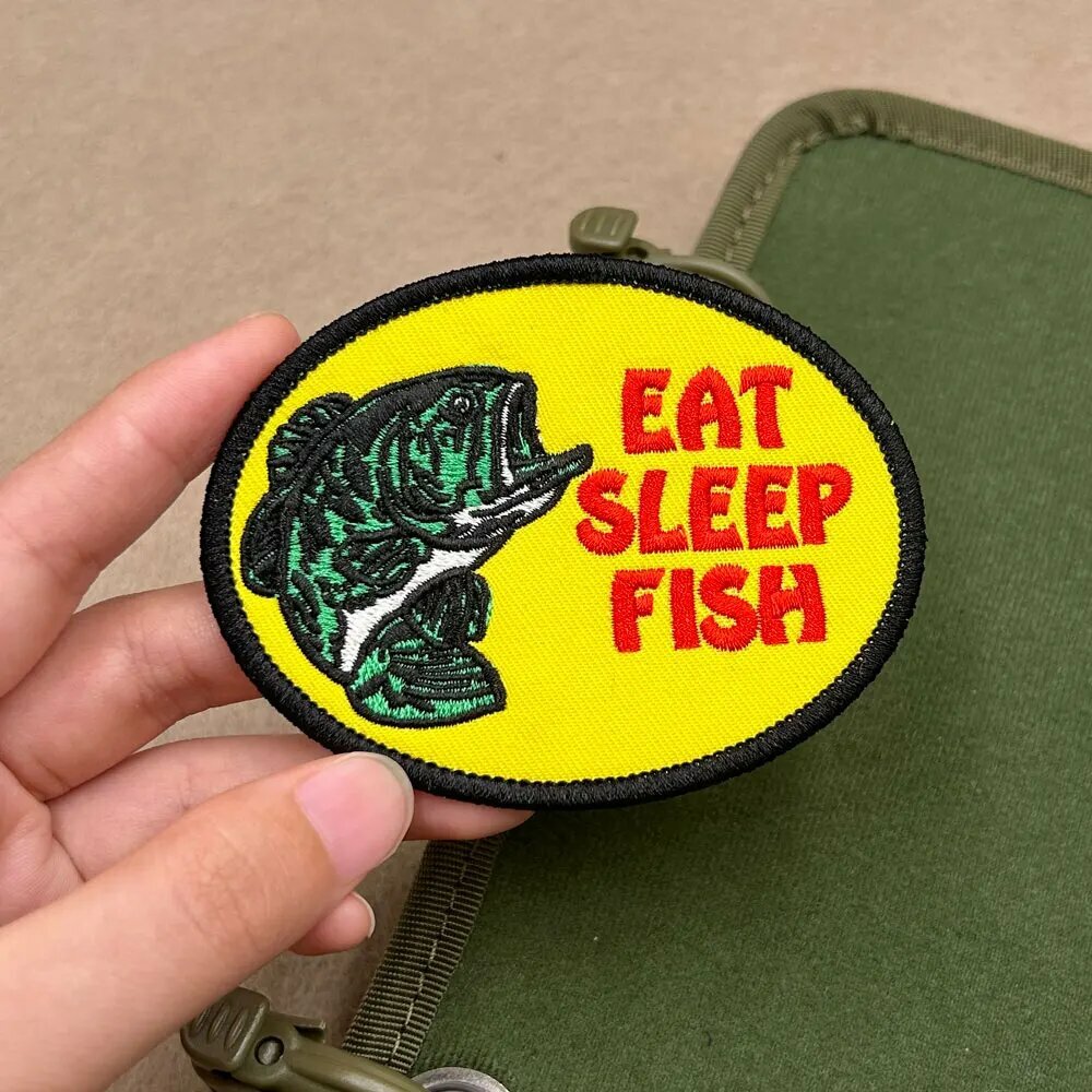 Нашивка тактическая "Eat Sleep Fish" AC24-1 Velcro