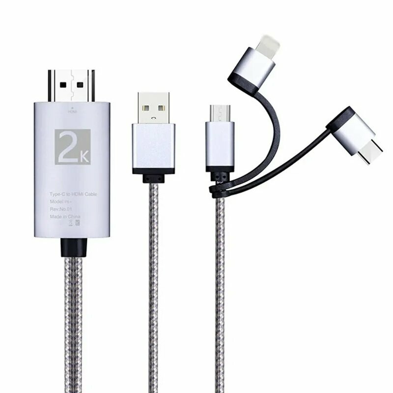 Micro-USB TYPE C - HDMI 3 в 1 2K HDTV TV Connector USB-кабель