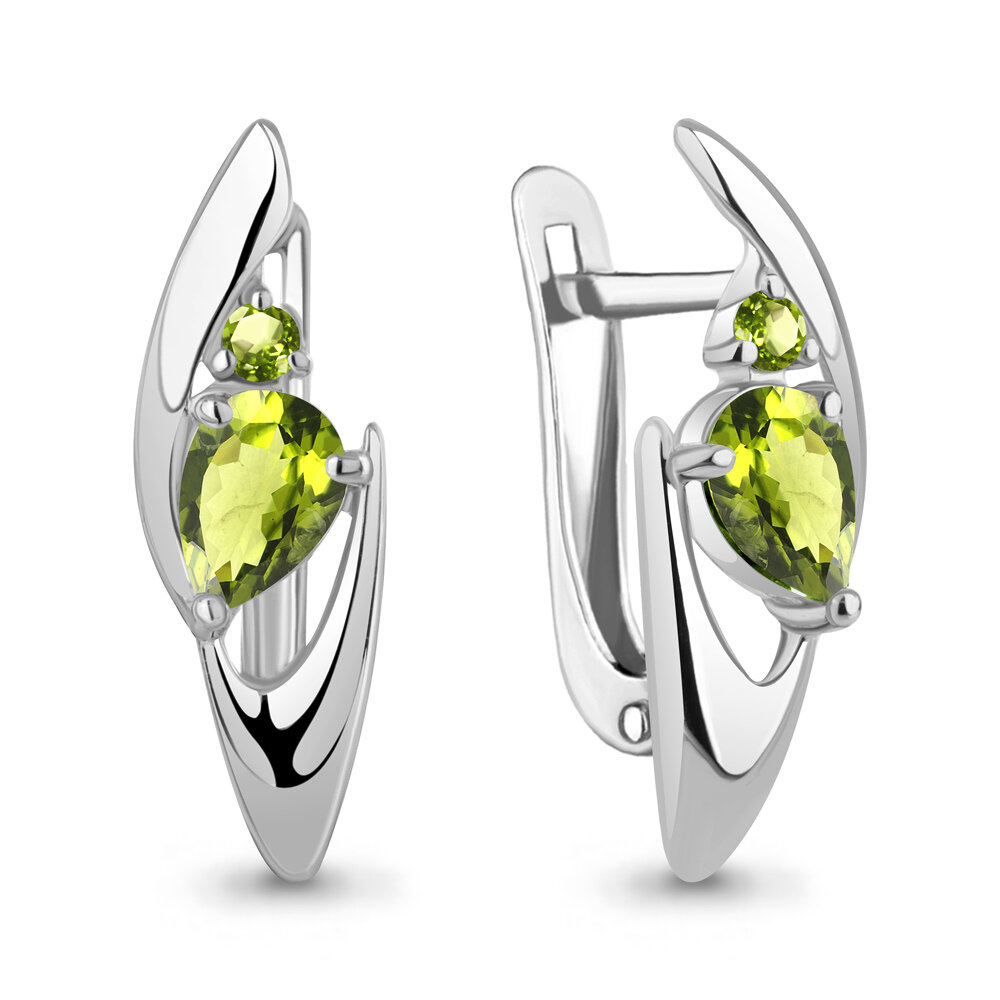 Серьги, серебро, 925 проба, хризолит