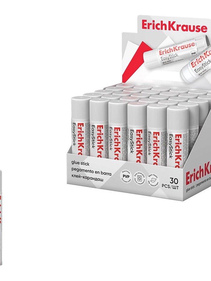 Клей-карандаш, ErichKrause EasyStick, PVP, быстрое склеивание, 6 г