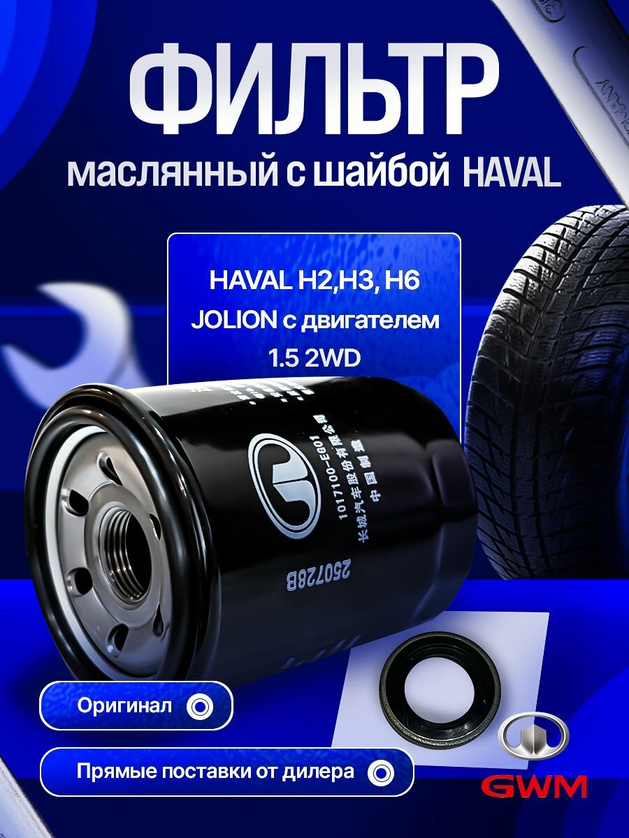 Фильтр масляный с шайбой Haval H2/H3/H6/M6/JOLION 2WD 1017100EG01