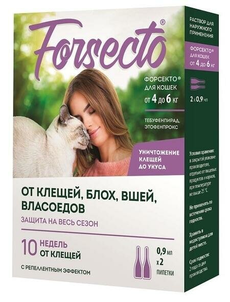 Астрафарм форсекто капли на холку для кошек от 4 до 6 кг