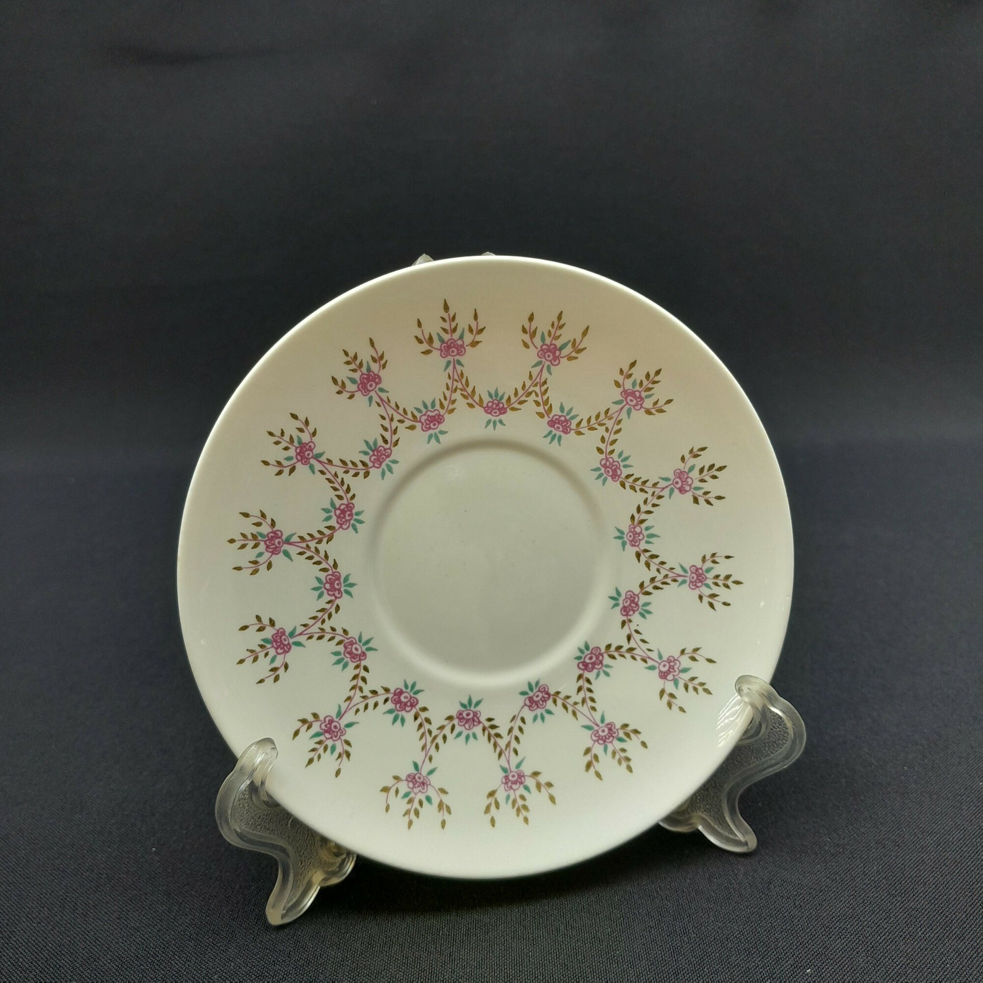 Винтажное чайное кофейное блюдце ЛФЗ, фарфор костяной 12 см, СССР