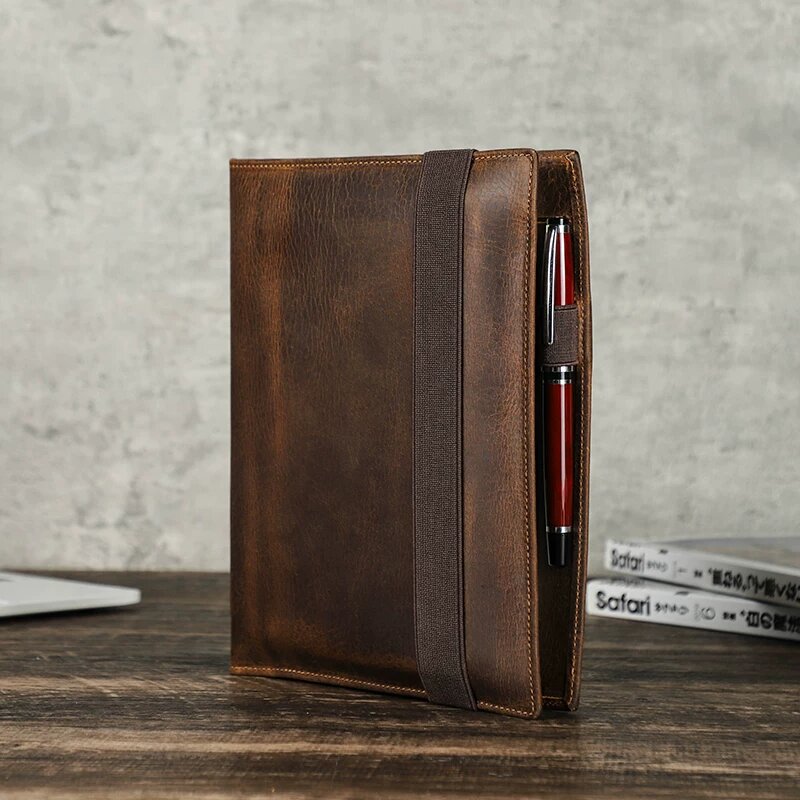 Обложка для блокнота формата А5 из кожи Crazy Horse с отделением для ручки, многофункциональный защитный чехол для