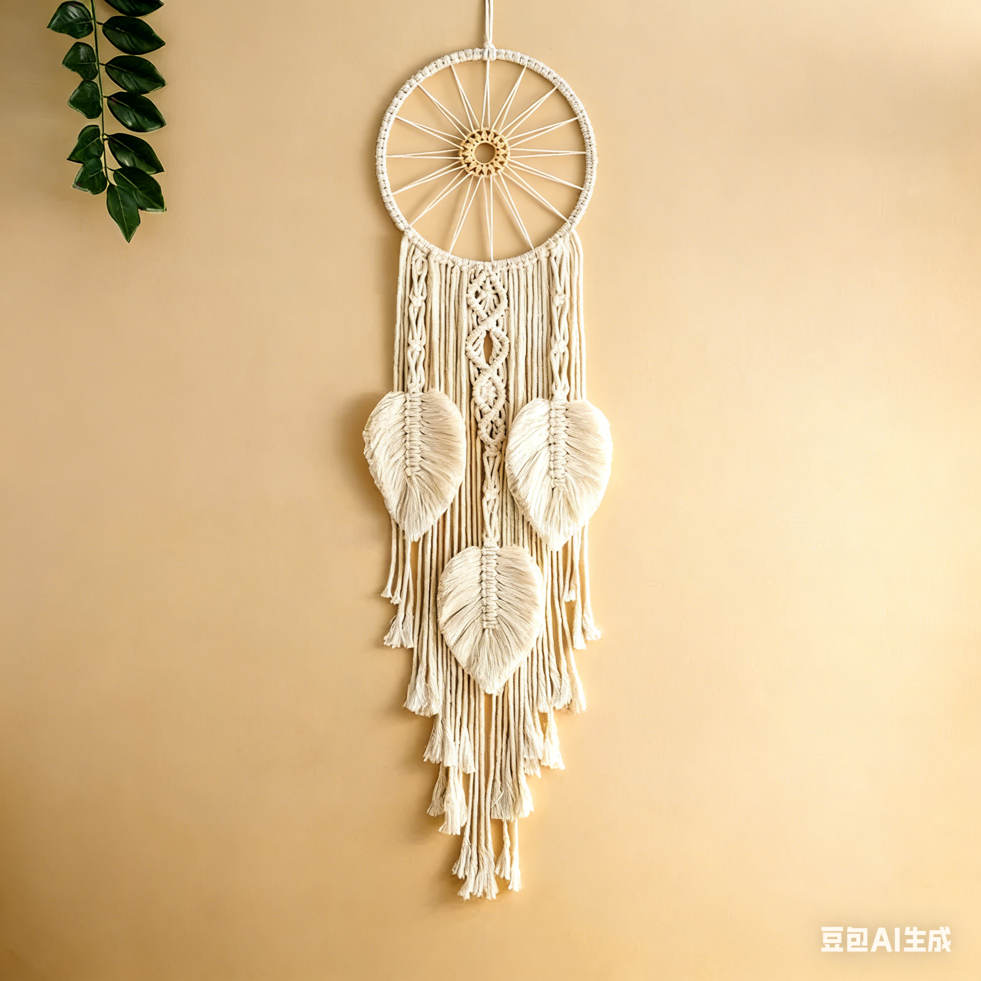 Двойное Ловец снов Панно настенное макраме, black,20x78, черный