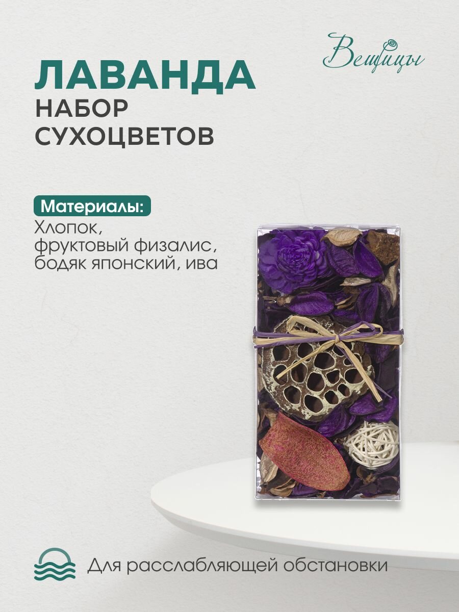 Набор сухоцветов из натуральных материалов "Лаванда", 20х10,5 см