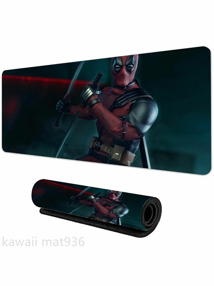 Игровой коврик Deadpool, для мыши, прошитые края, нескользящий, XXL