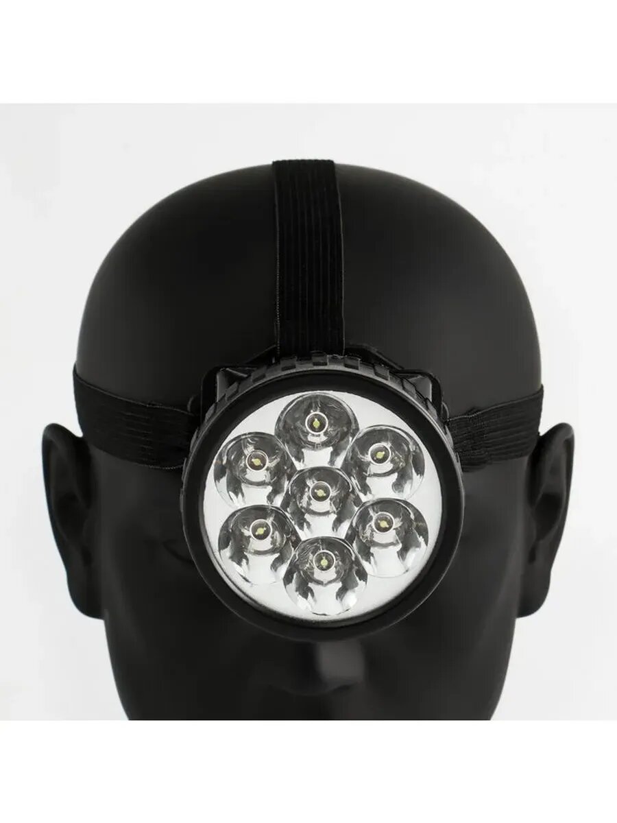Фонарик налобный, 7 LED, 1 режим