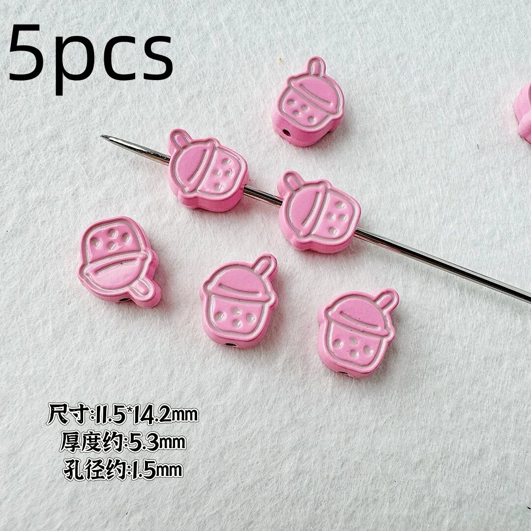 Эмалевые бусины-шармы Hunt Love в форме чашки молочного чая Розовый, 5pcs rose