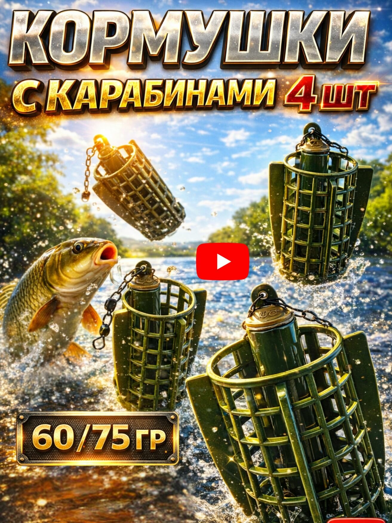 Кормушки для рыбалки фидерные 4 шт ( 60 - 75 ) грамм