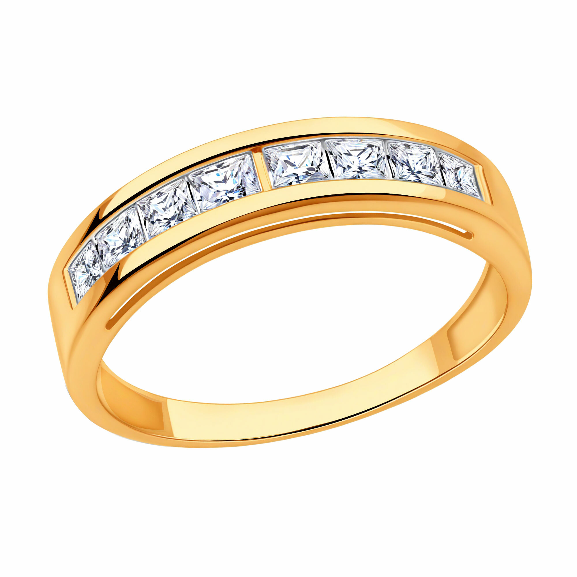 Кольцо дорожка Diamant online, красное золото, 585 проба, фианит