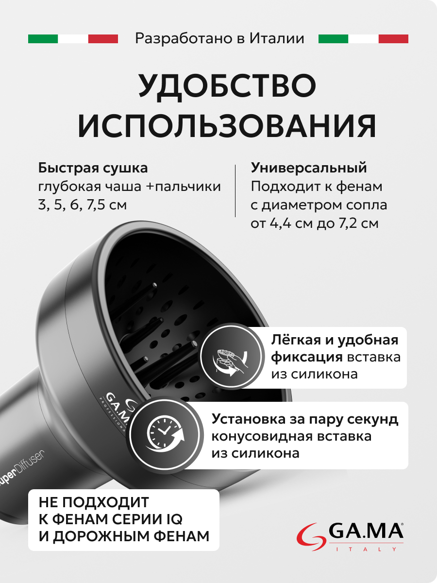 Универсальный диффузор GA.MA SUPER DIFFUSER насадка для фенов — фото 1