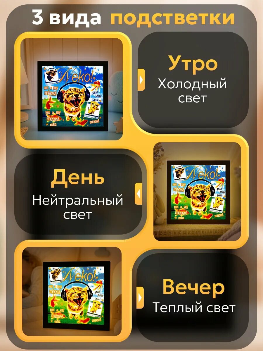 Ночник настольный у2к, 20х20 см, 3 режима свечения, USB, необычный дизайн — фото 1