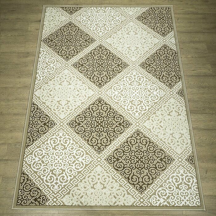 Ковер STAR CARPET "Cascade", полиэстер, бежево-светлый, джутовая основа, прямоугольный, 80 см x 150 см