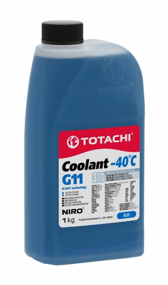 Антифриз Синий TOTACHI G11 (-40C) 1 кг гибридный H-OAT для системы охлаждения двигателя для авто охлаждающая жидкость