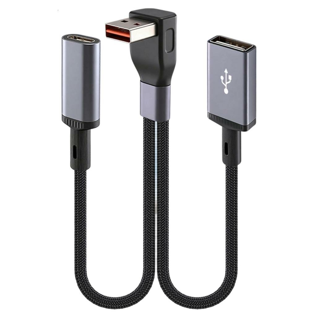USB-кабель с нейлоновой оплеткой, USB–Type-C, 90°, 66 Вт, Разъем USB типа C - локоть