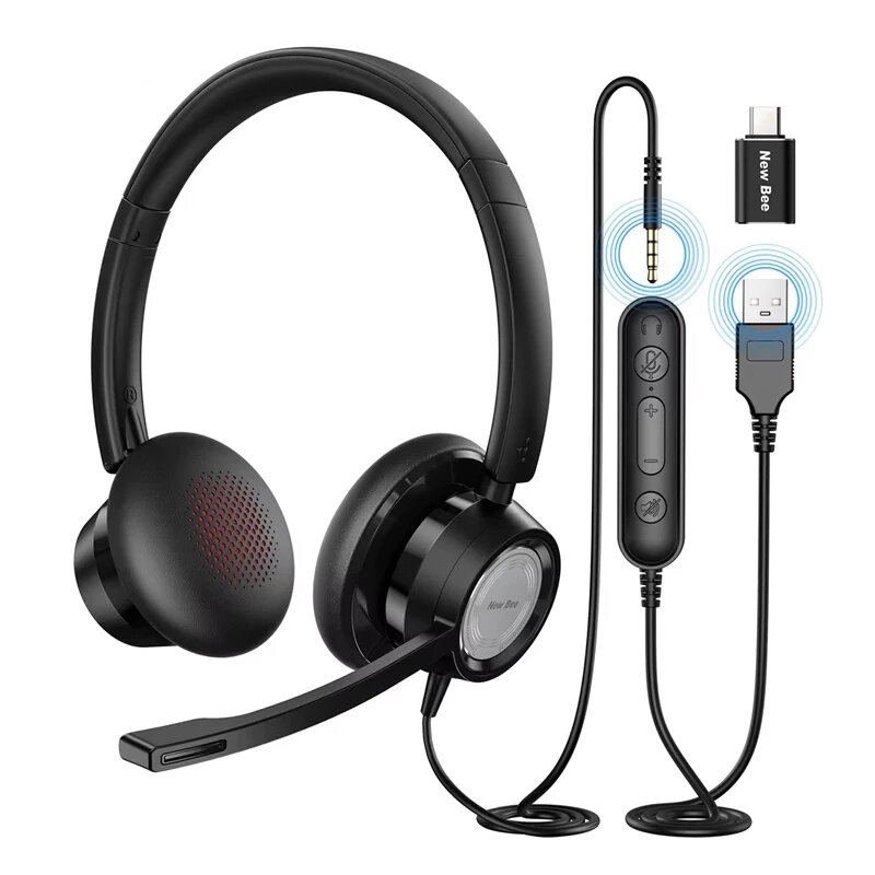 Headset Bee H362 USB Wired, черный