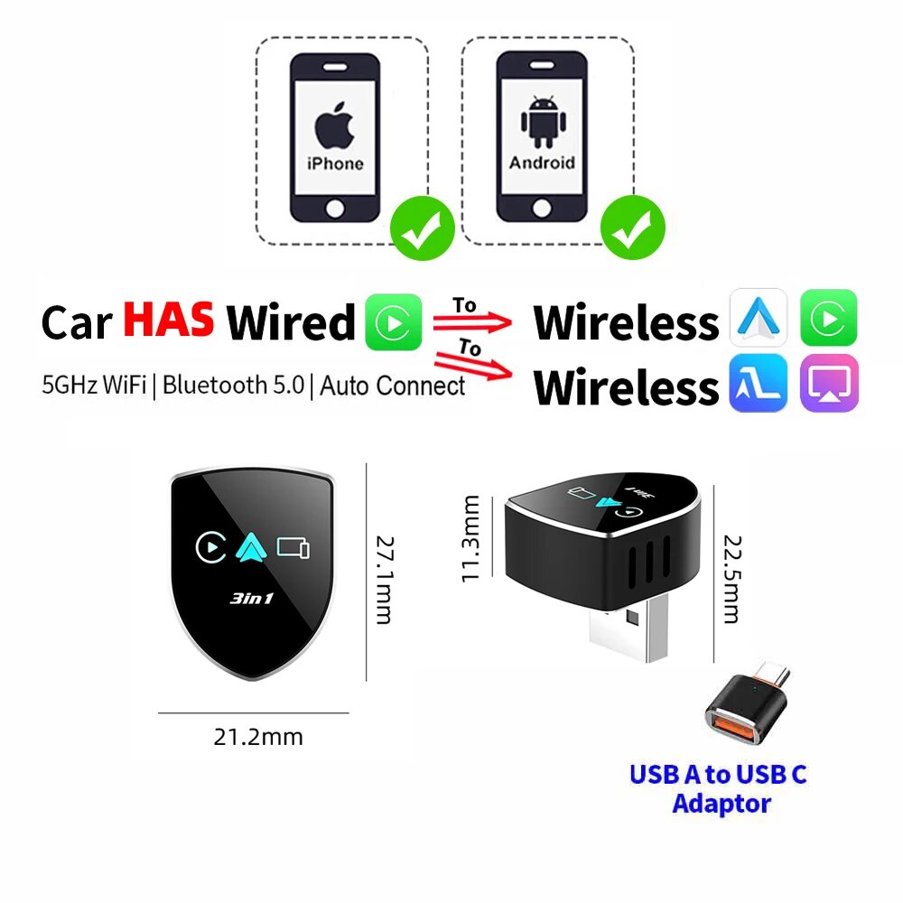 EKIY T7: Беспроводной CarPlay/Android Auto, мини-бокс