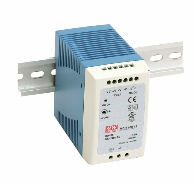 Блок питания MEAN WELL преобразователь AC-DC, мощность 100 Вт, выход 24 В, 4 А, на DIN-рейку, регулируемый