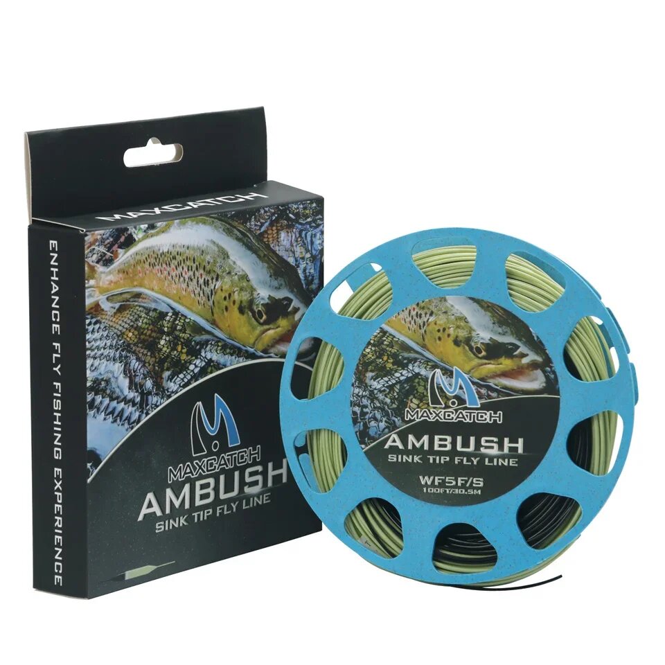 MAXIMUMCATCH Ambush WF5S Sink Tip Леска для нахлыста, LemonGreen Black3ips