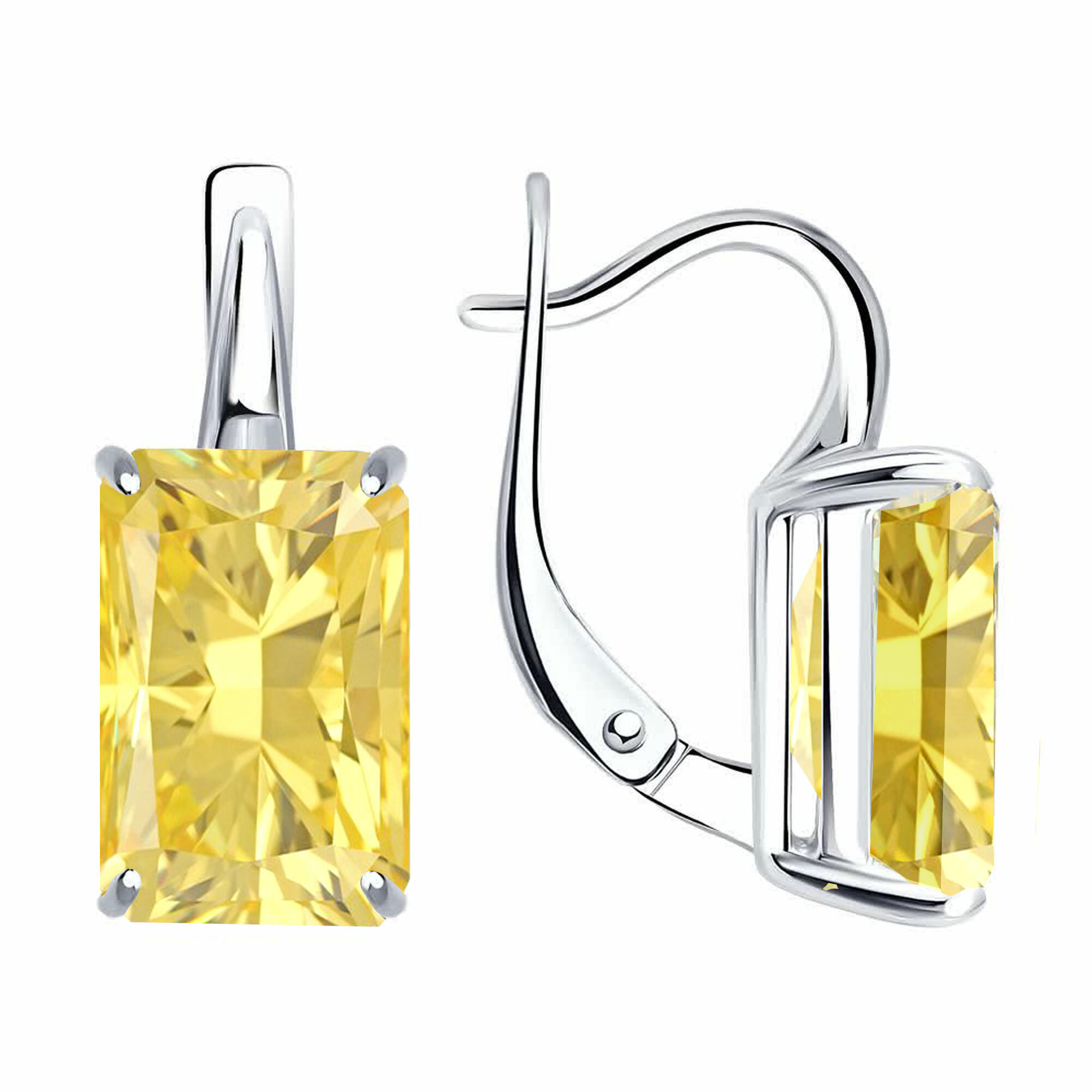 Серьги Diamant online, серебро, 925 проба, родирование, фианит