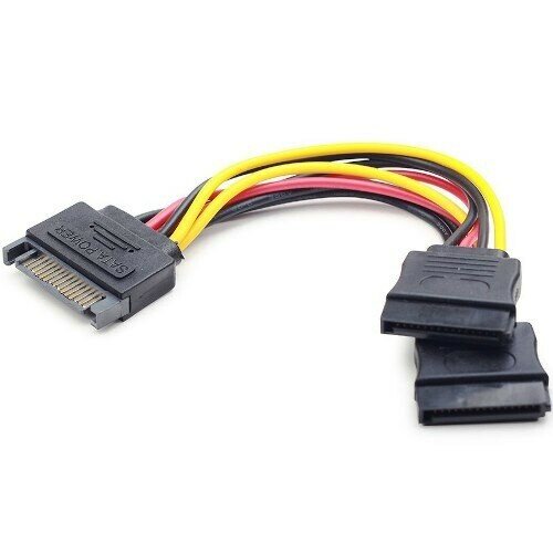 Кабель питания Cablexpert CC-SATAM2F-01 SATA штекер на 2 SATA гнезда кабель 15 см