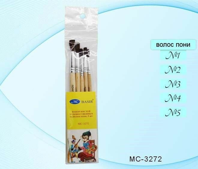 Набор кистей Basir 5шт. Пони, круглые №1,2,3,4,5 (MC-3272)