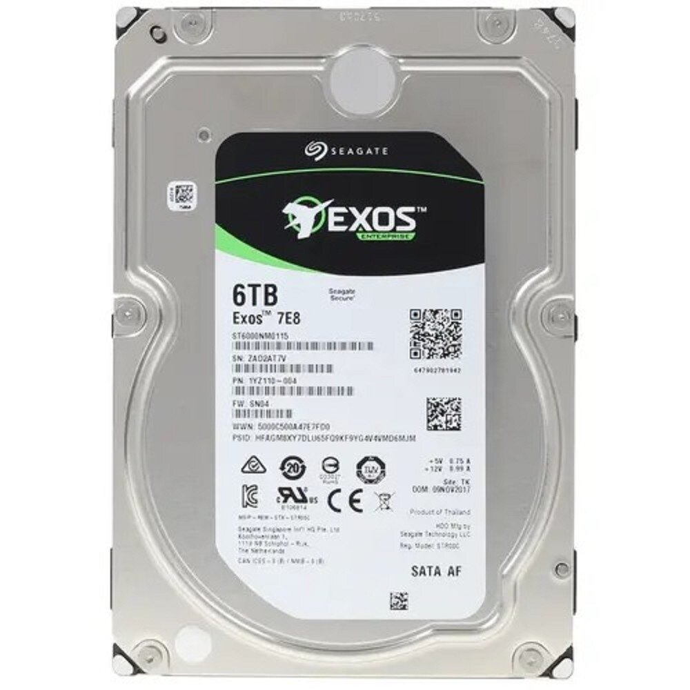 Жесткий диск 6TB Seagate Seagate 7200 Exos 7E8 (ST6000NM0115) SATA 6Gb/s, 7200 rpm, 256mb buffer, 3.5" RECERTIFIED HDD