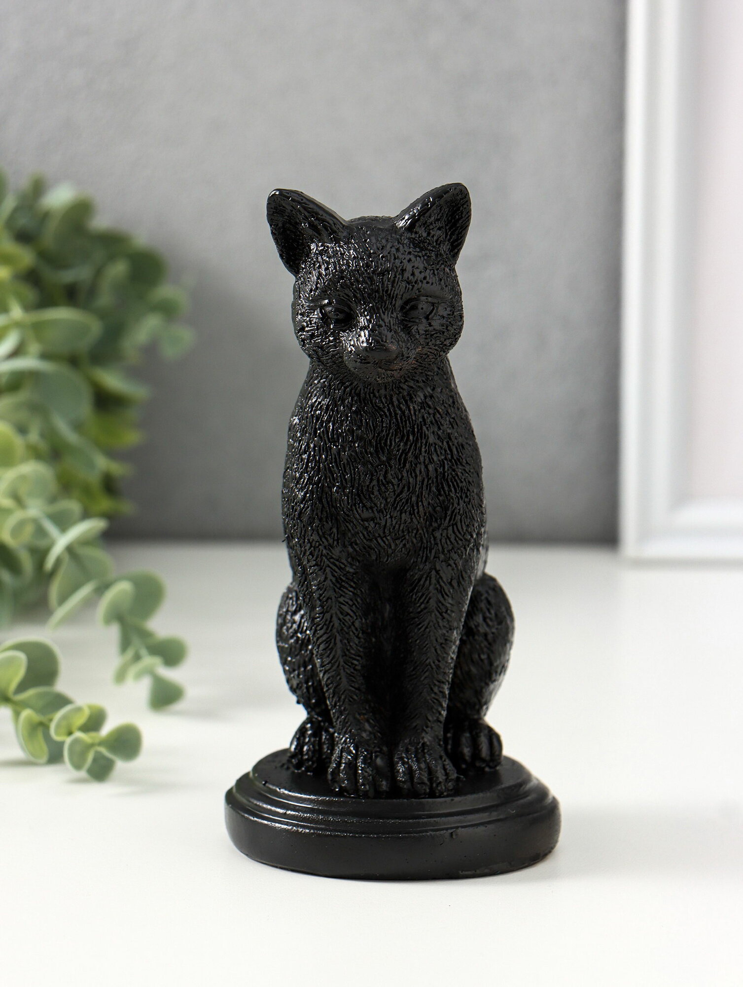 Подсвечник на 1 свечу "Кошка", полистоун, 17x10x8 см, чёрный