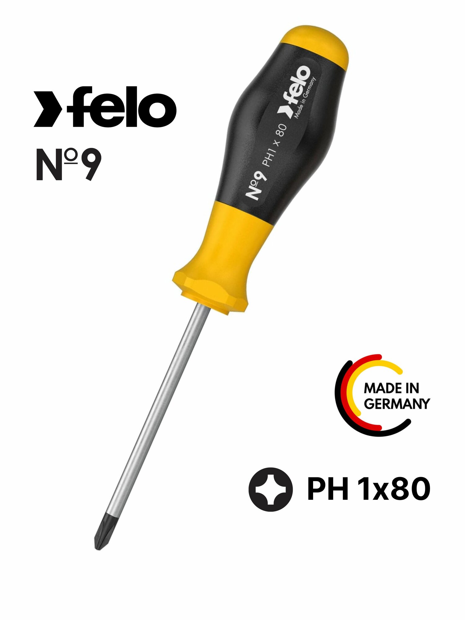 Отвертка крестовая Phillips PH1х80 серии 900 Felo