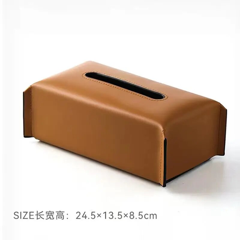 Коричневый кожаный чехол для салфеток 24.5x13.5x8.5 см