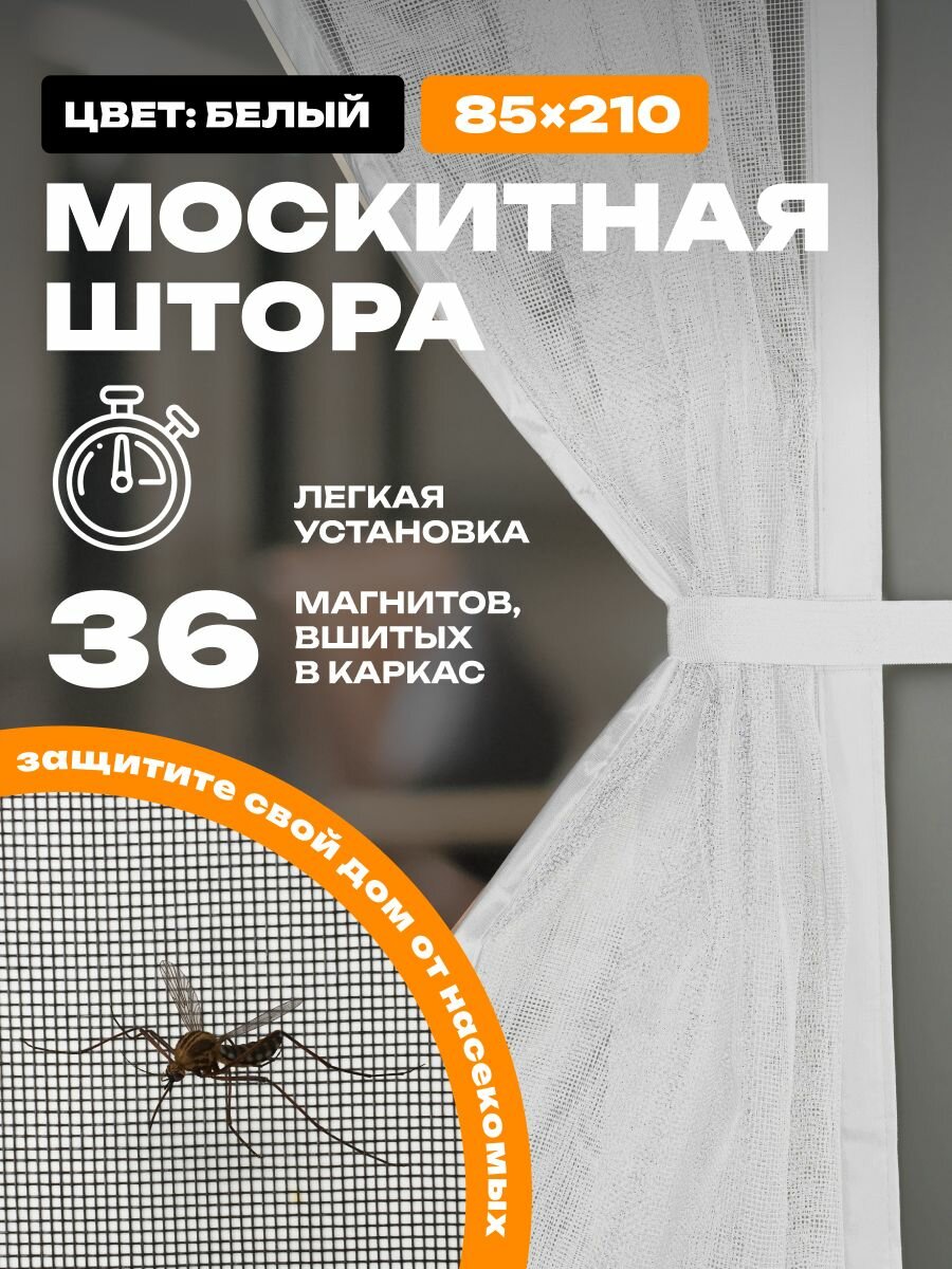 Москитная сетка на дверь на магнитах, 85/210см