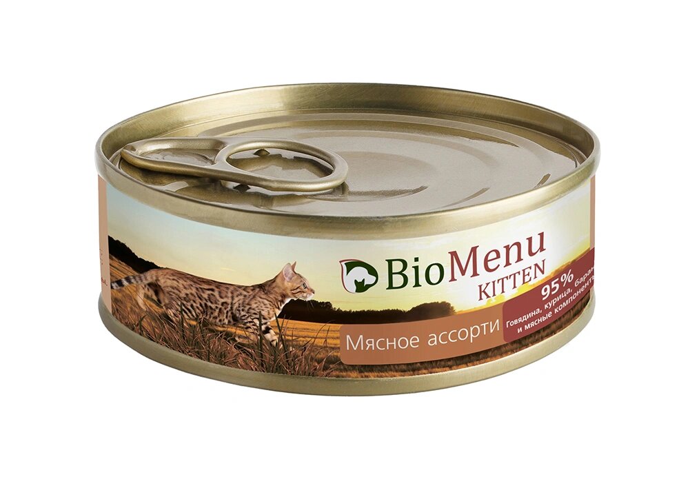 Консервы для котят Био Меню Kitten паштет Мясное ассорти 100г