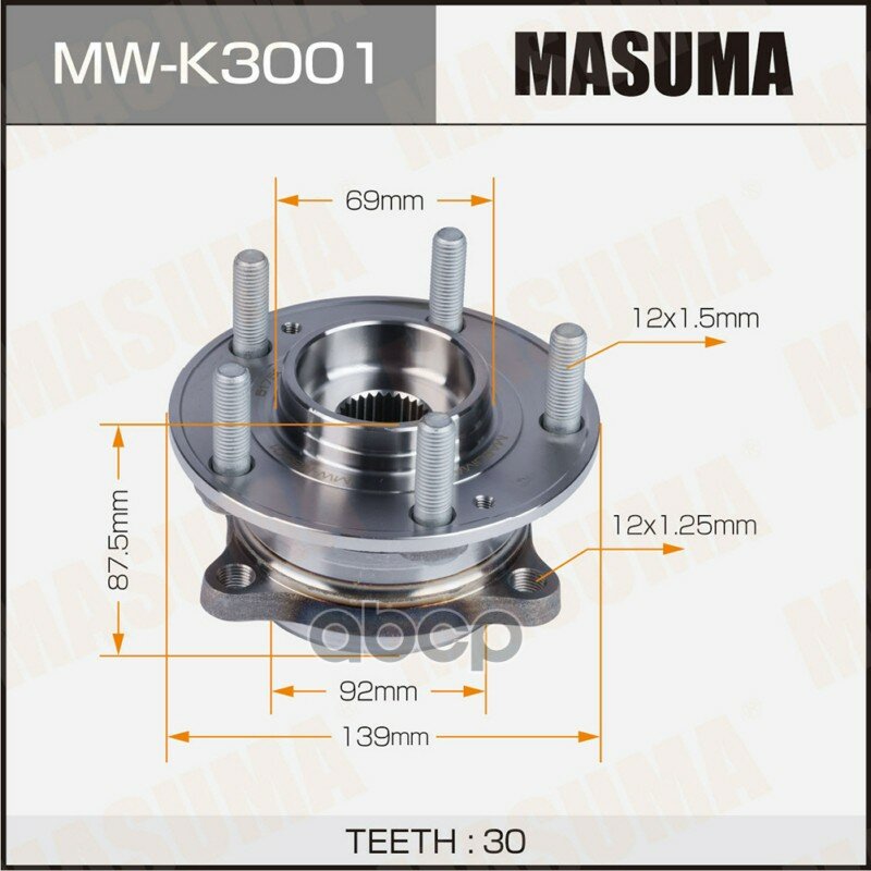 Ступичный узел передн HYUNDAI SANTA FE II, IX55 05- Masuma арт. MW-K3001