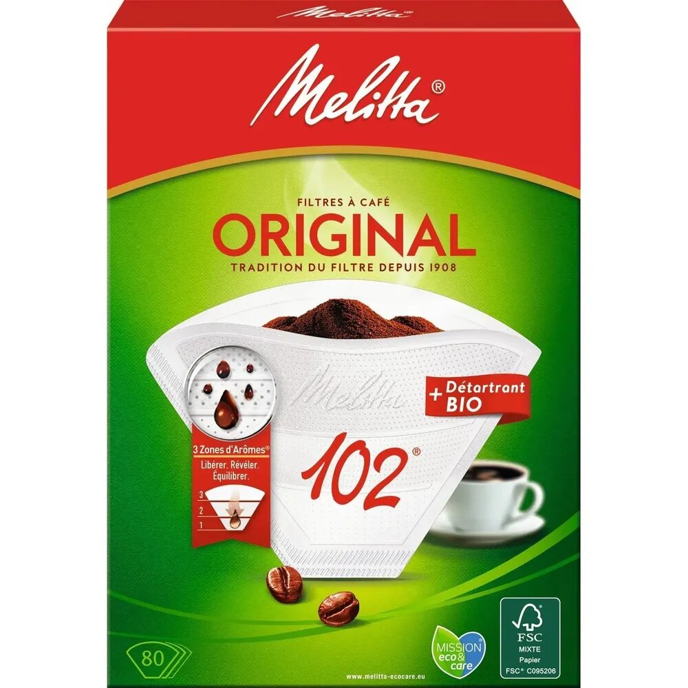 Фильтры для кофе Melitta Original 102, 80 шт, бумажные, для капельных кофеварок