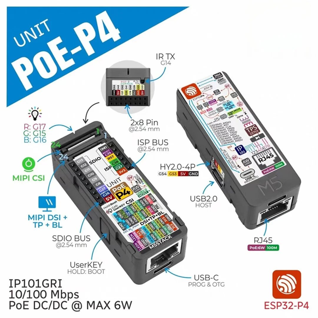 Модуль M5Stack Unit PoE P4