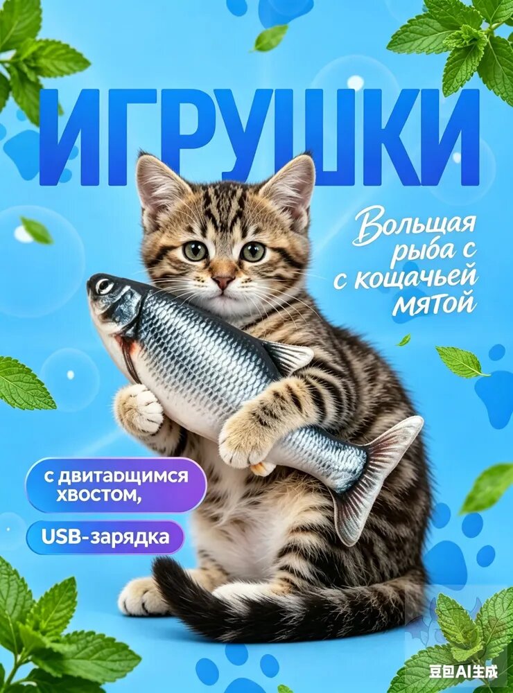 Игрушка для кошек, с двигающимся хвостом, USB-зарядка