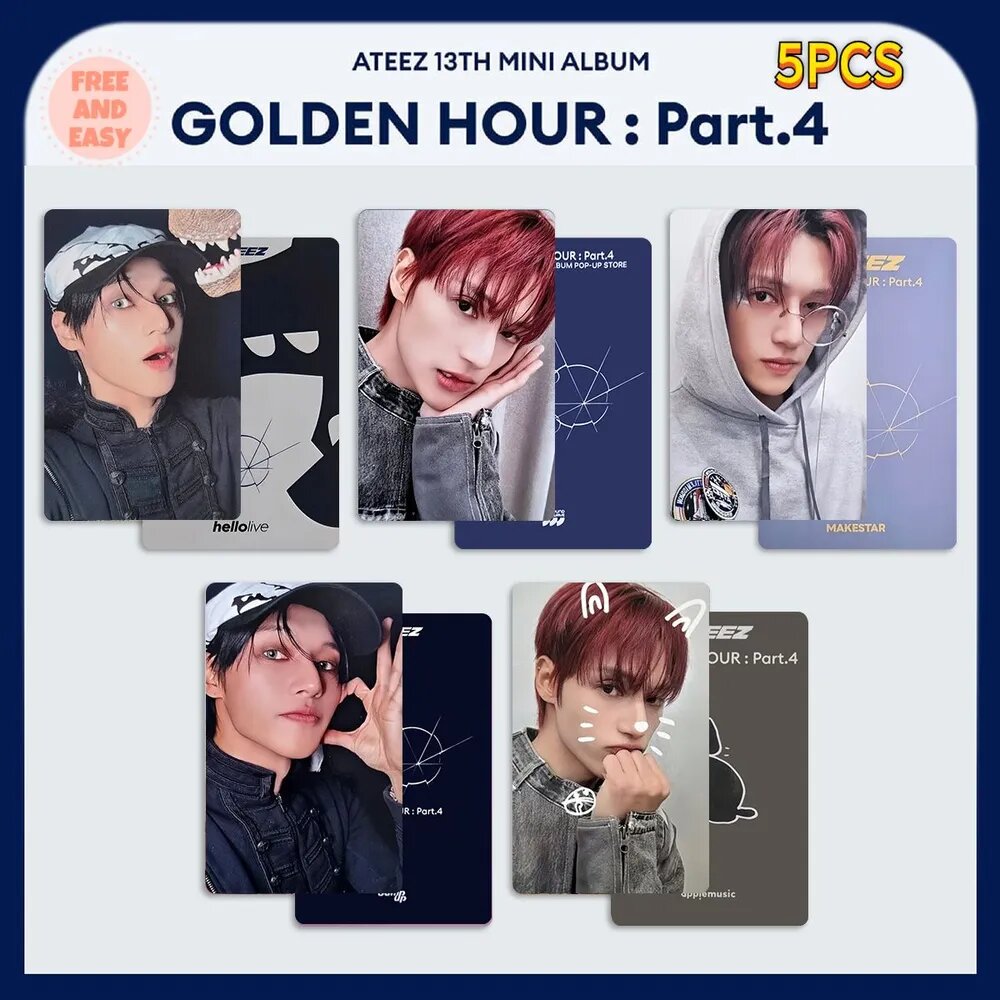 Маленькие открытки вокруг вееров ATEEZ GOLDEN HOUR
