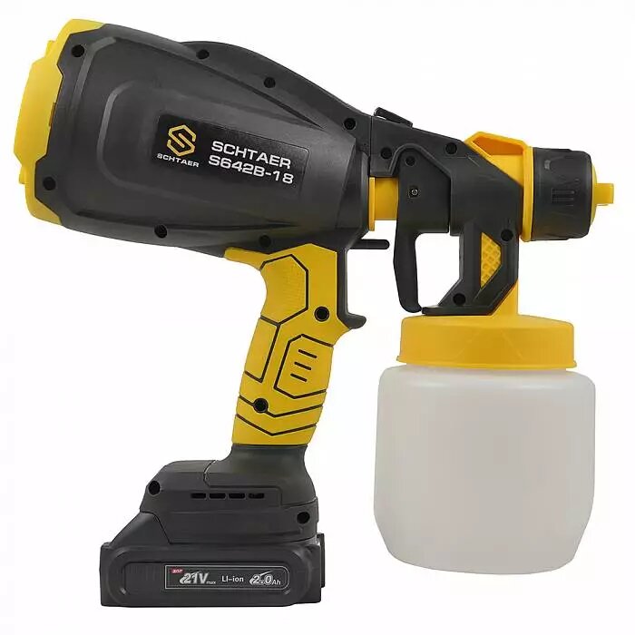 Аккумуляторный окрасочный пистолет Schtaer S642B-18, DC18V, 120W, сопло 1.8