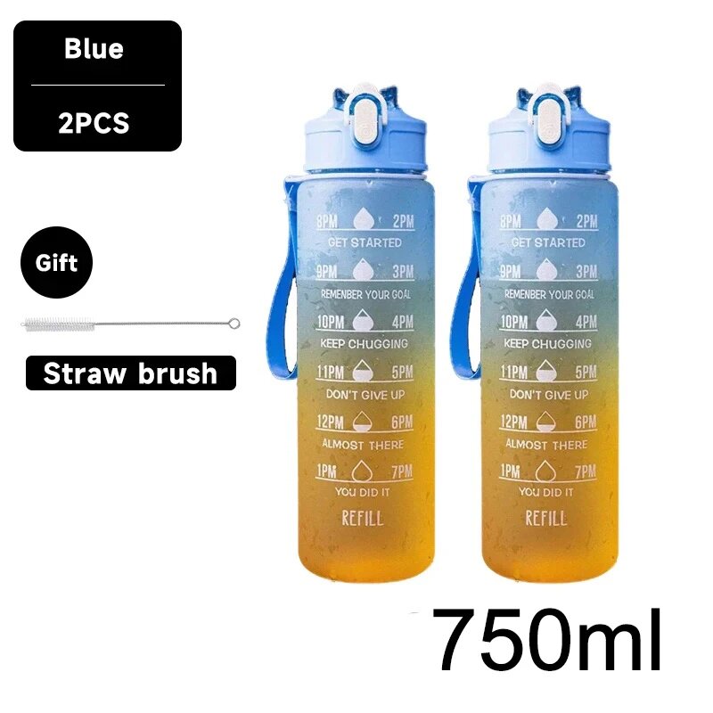 Пластиковая спортивная бутылка для воды 750/1000 мл Синий, Blue-2PCS