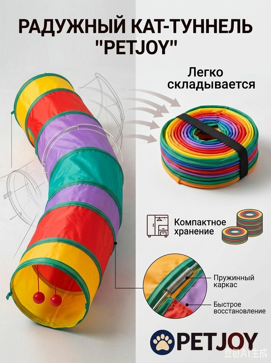 Тоннель для кошек игровой/Играбельный, складной/ Игрушка для кошек, котят, котов туннель для кота складной игрушка для котенка