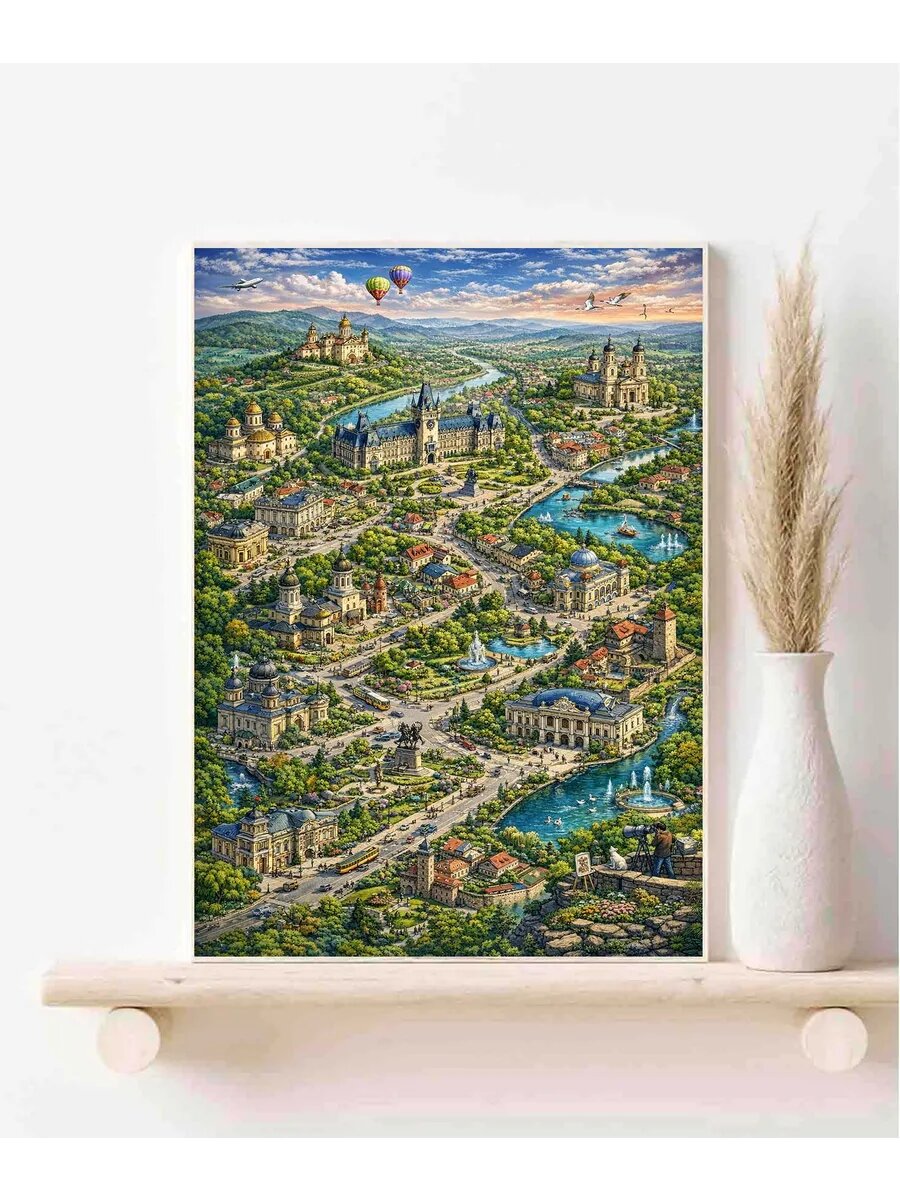Яссы, Румыния, Fantasy Map, Карта, Плакат 30x42см