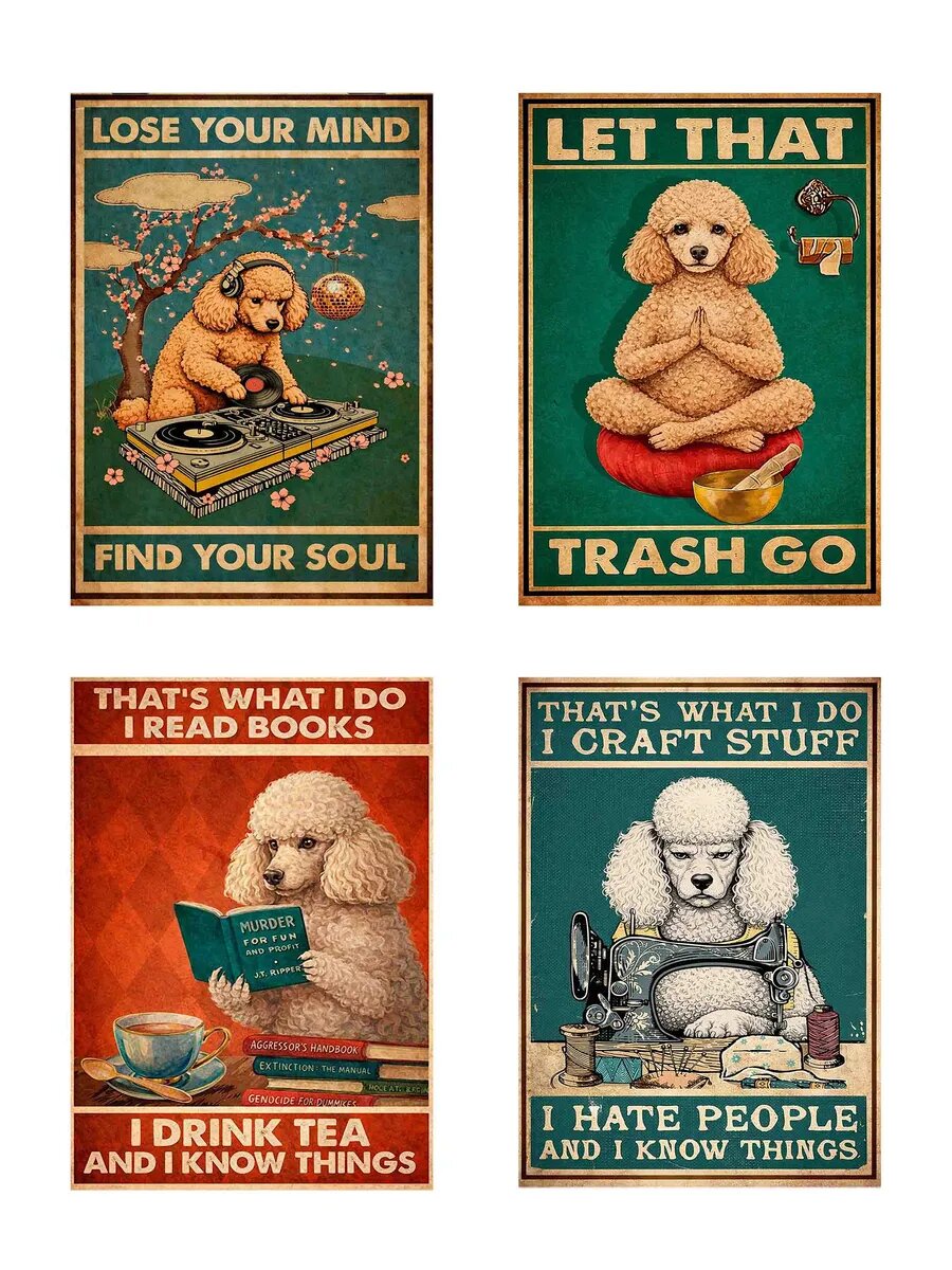 Пудель, I Craft Stuff, 4 Плаката, 30x21см