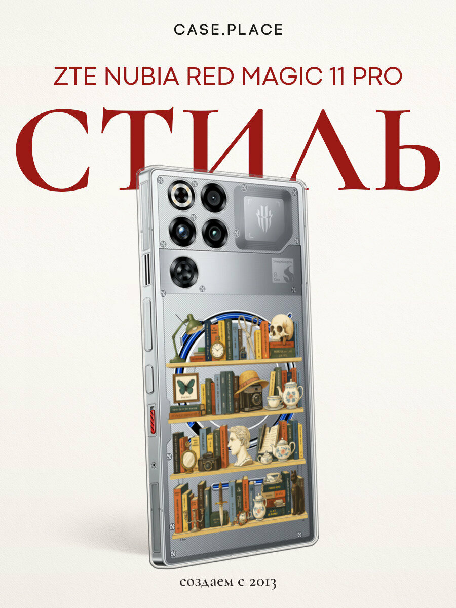 Чехол на ZTE Nubia Red Magic 11 Pro / ЗТЕ Нубиа Ред Мэджик 11 Про с принтом Книжные полки