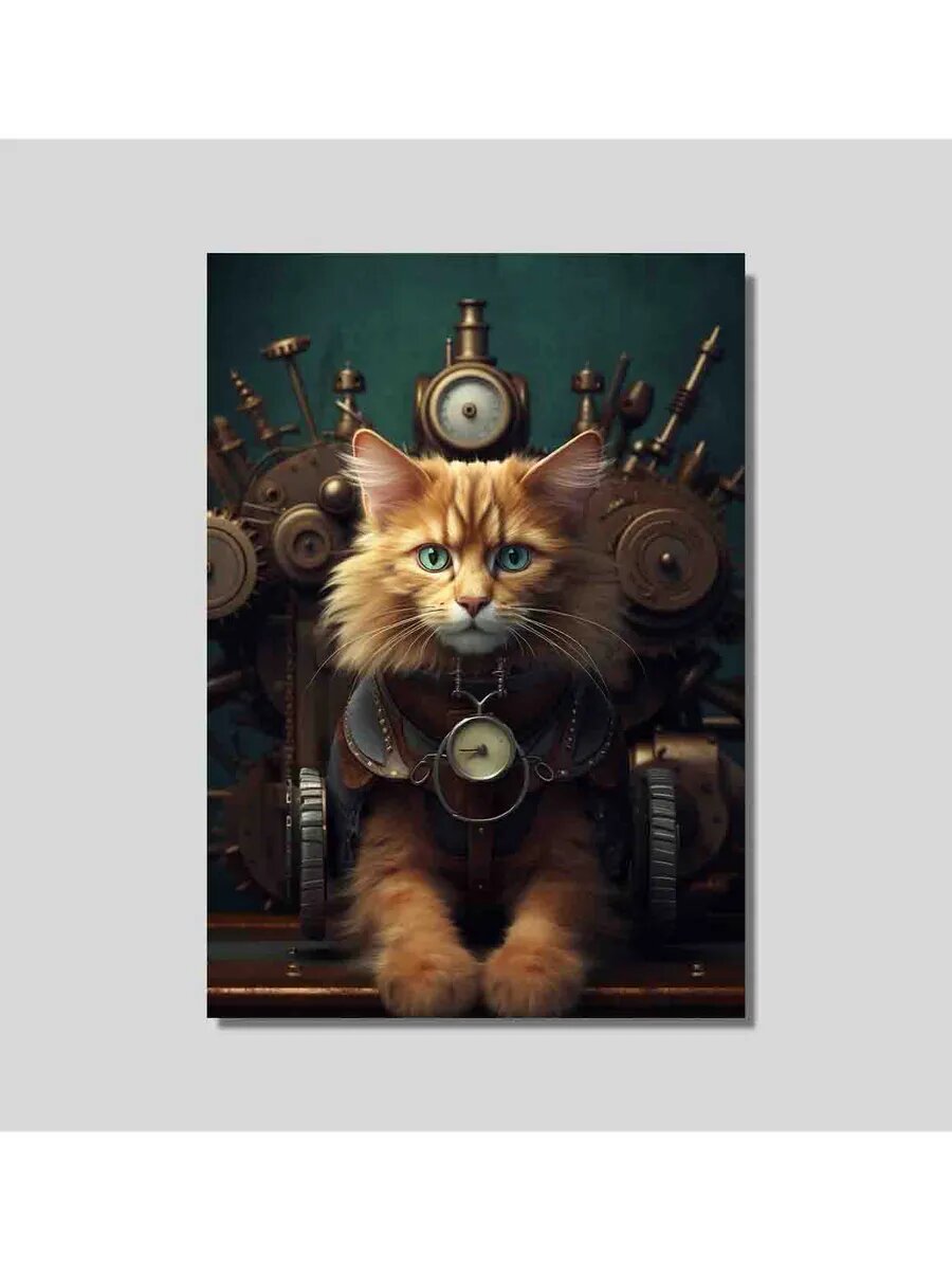 Сомалийский кот в стиле стимпанк 4, Плакат 30x42см