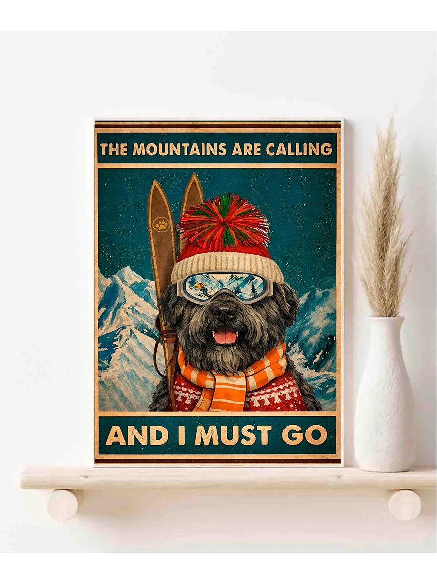 Бувье де Фландр, Skiing, Плакат 30x42см
